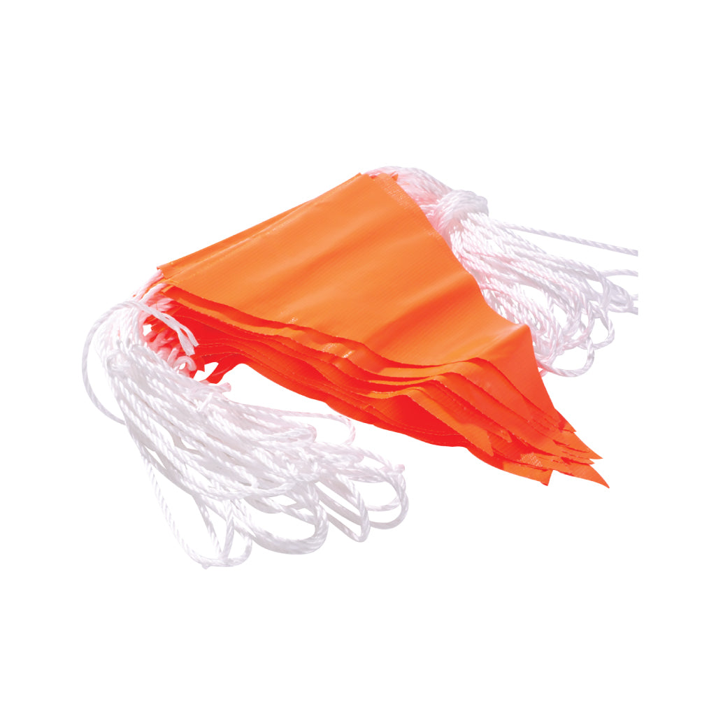 BUNTING FLAG LINE 30M ROPE WITH 45 PVC FLAGS ORANGE